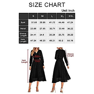 PRETTYGARDEN Wrap V Neck Fall Dresses for Women 2023 Long Sleeve Smocked Wedding Guest Dresses Flowy Pleated Midi Dress (Brown,X-Large)