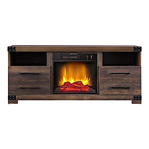 HEARTHPRO Perry Entertainment Media Console & 18" Firebox - Rustic Brown, SP6543-OF