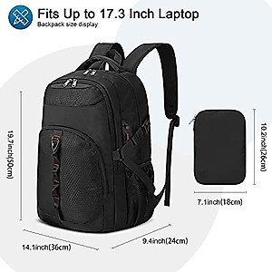 Laptop Backpack for Men Women 17 Inch Waterproof Travel Backpack Durable Laptop Backpack with USB Charging Port,Black