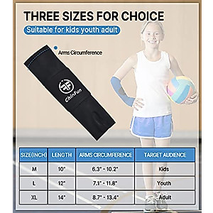 ChinFun Volleyball Arm Sleeves for Girls Women Passing Forearm Sleeve with Pads Kid Youth Adult Volleyball Training Equipment for Protect Arms from Sting 1 Pair Black Size 10 Inches