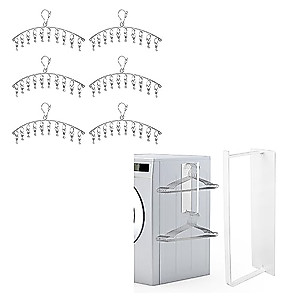 Seropy Clothes Hanger with 10 Clips Laundry Drying Rack 6 Pack, Clothes Drying Rack Stainless Steel Sock Hangerand Hanger Organizer Magnetic Hanger Holder for Washing Machine Laundry Room Organization
