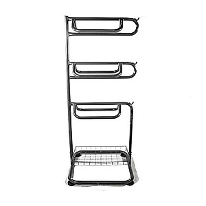 3 Tier Saddle Rack for English or Western Saddles, Features Accessory Basket and Tack Hooks, Grey - Backyard Expressions