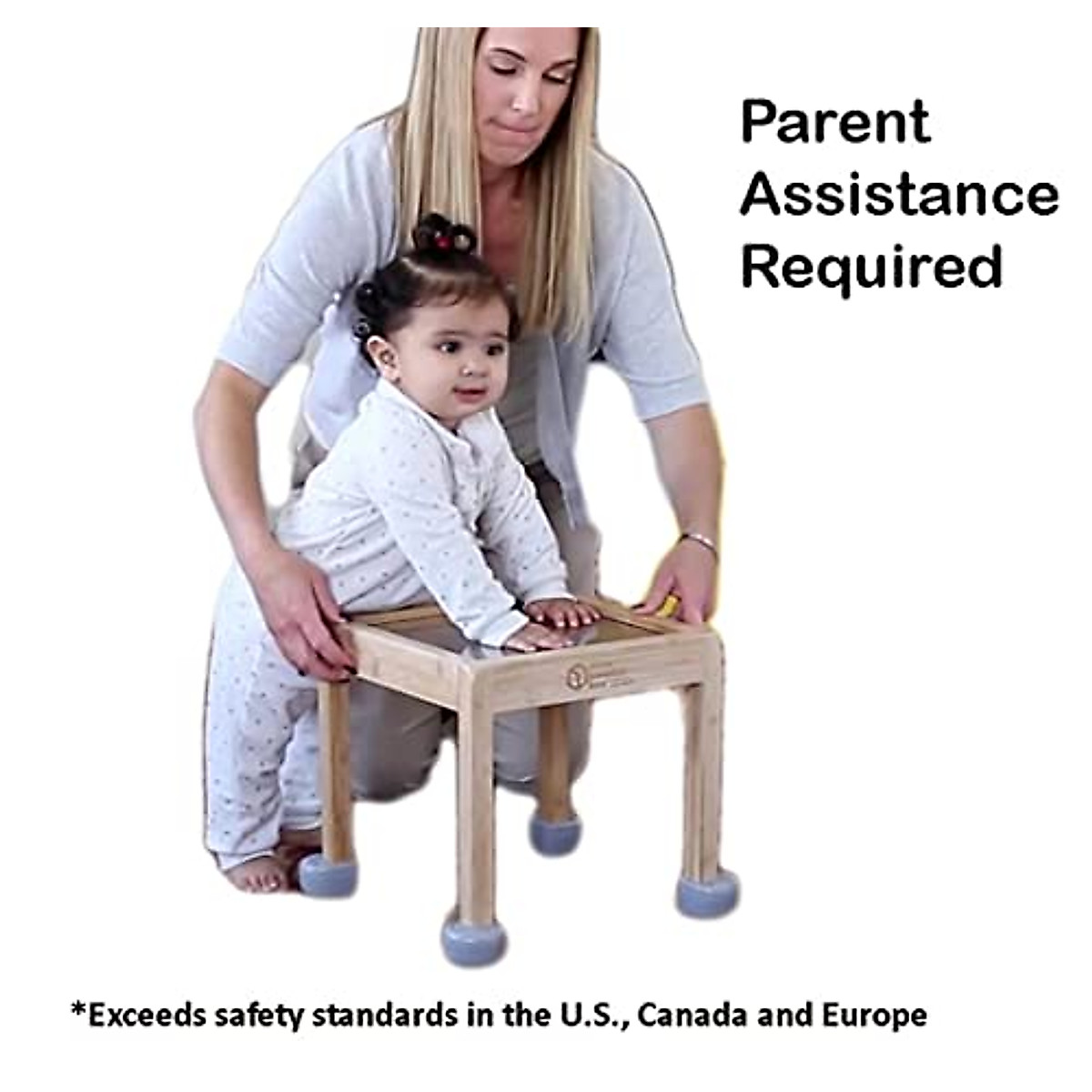 Little Balance Box, Best Baby Walker, 2-in-1 No Wheels Spring Feet, Wooden Walker, Girl Boy Baby Toddler Activity Table, Beige