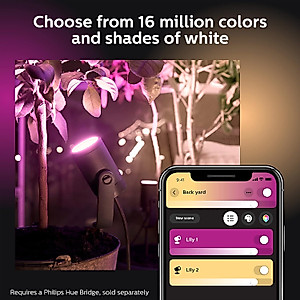 Philips Hue Lily White & Color Outdoor Smart Spot Light Extension (Hue Hub & Power Source Required), 1 Hue White & Color Smart Spot Light + Mount kit, Works with Alexa, HomeKit & Google Assistant