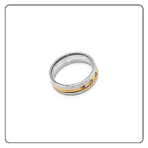 Fusamk Fashion White Gold Stainless Steel Crystal Band Ring(Steel(7))