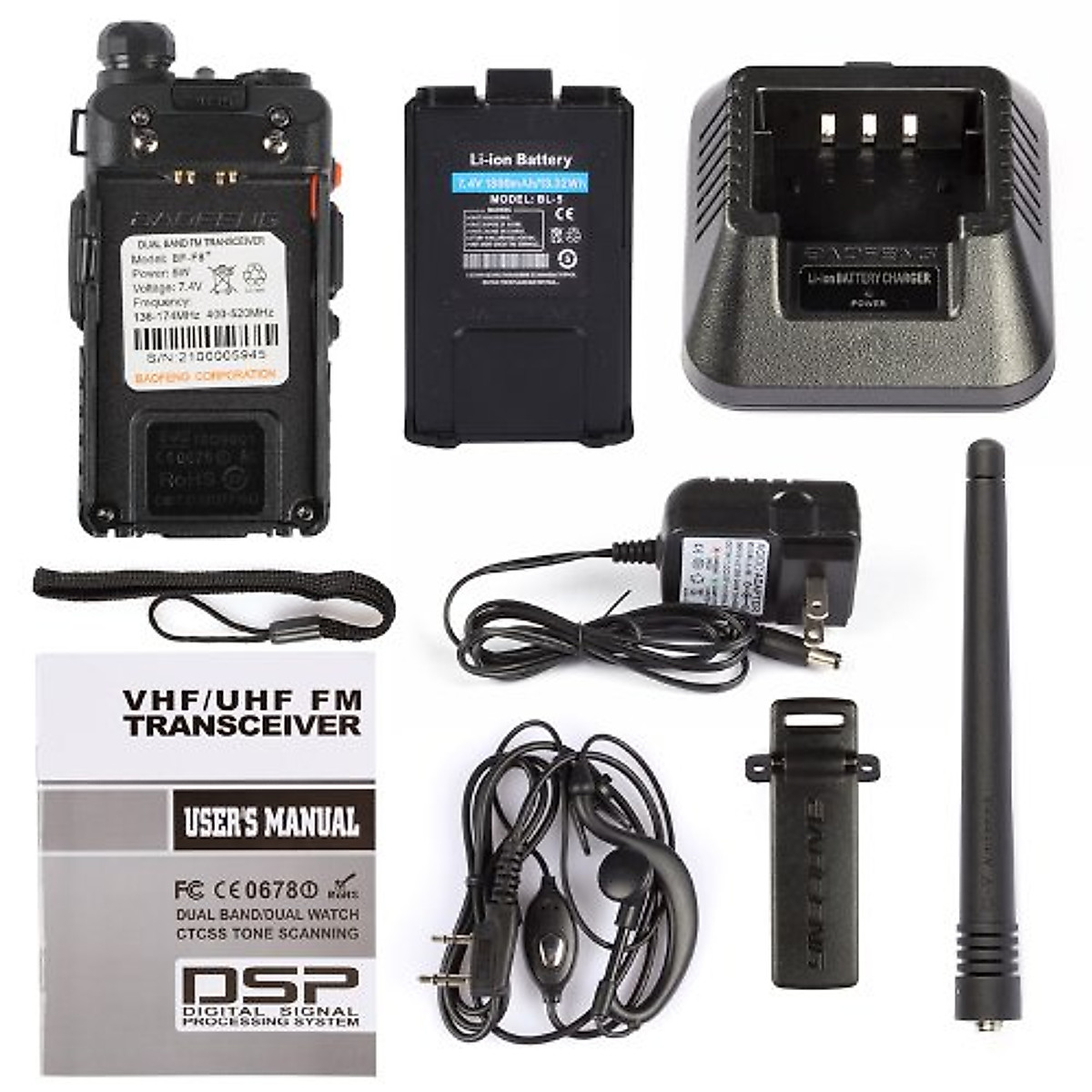 BaoFeng BF-F8+ Dual-Band 136-174/400-520 MHz Two-Way Radio Transceiver- Black