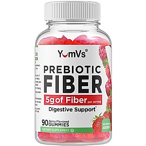 Yum-Vs - Prebiotic Fiber Gummies for Adults & Kids - 5g Digestive Aid Gummy Fiber Supplement - Keto Friendly Prebiotic Daily Fiber Supplement for Women & Men - No Sugar Added Dietary Fiber (90 Count)