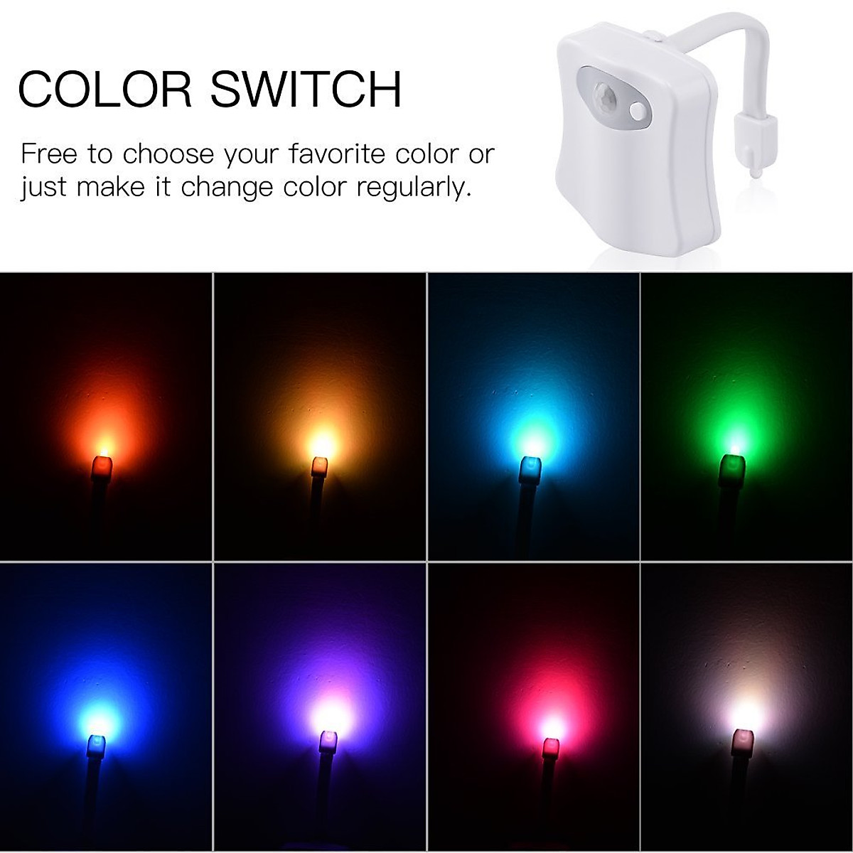 The Original Toilet Night Light Gadget, Fun Bathroom Lighting Add on Toilet Bowl Seat, Motion Sensor Activated LED 9 Color Modes - Weird Novelty Funny Birthday Gag Gifts for Men, Dad, Kids & Toddlers