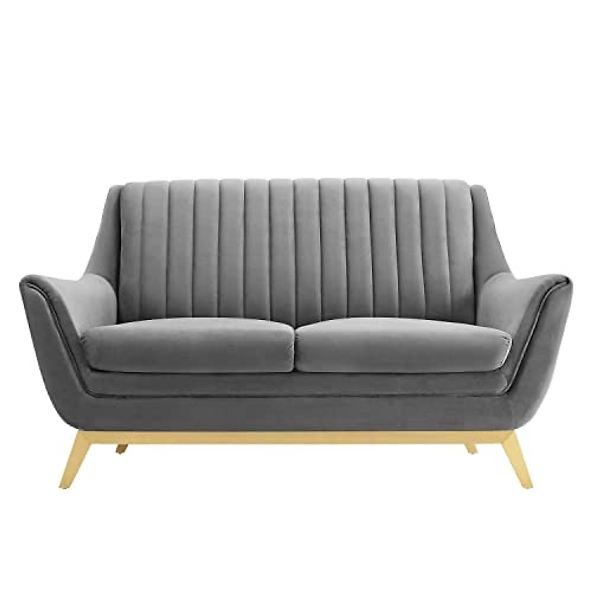 Modway Winsome Channel Tufted Performance Velvet, Loveseat, Gray