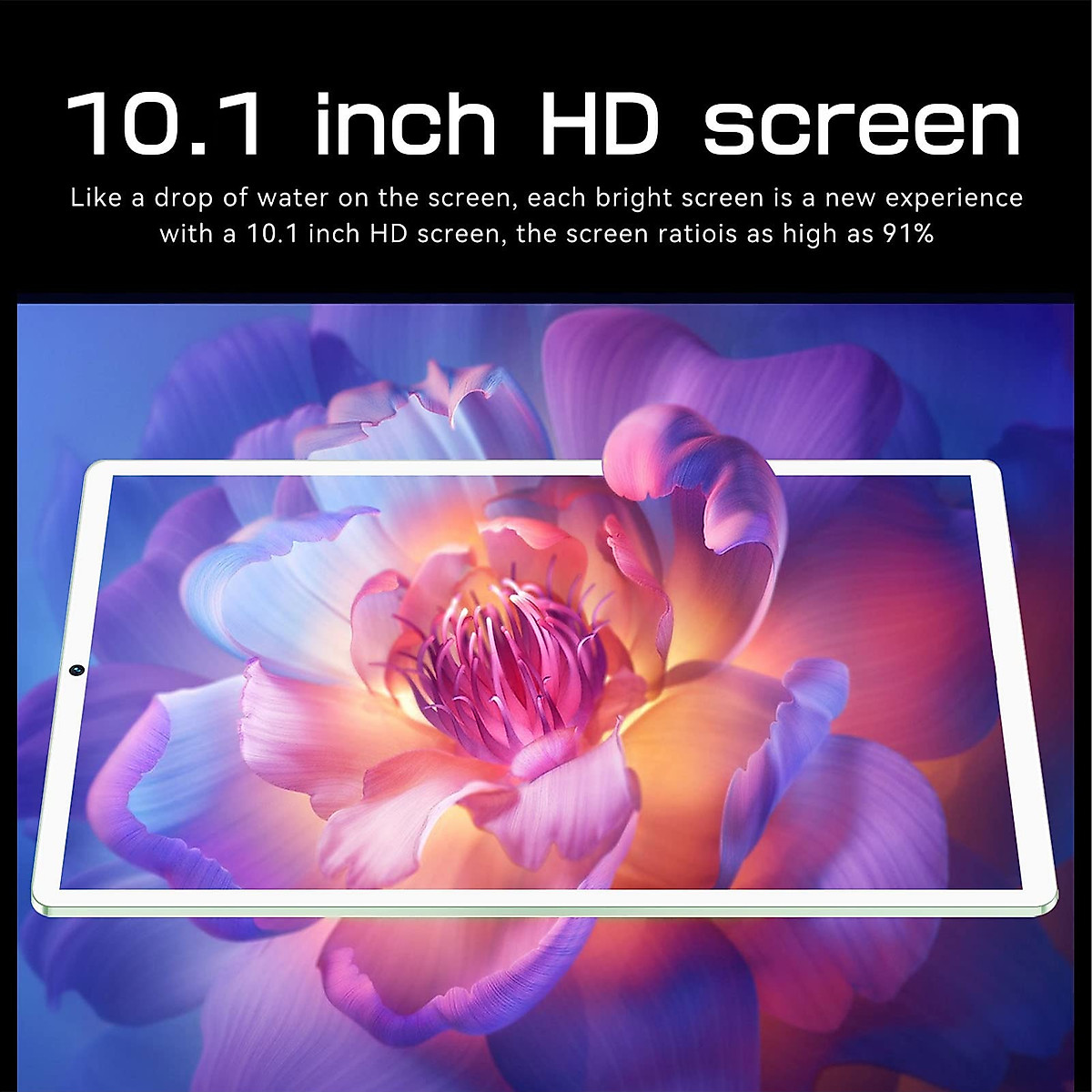 GLOGLOW HD Tablet, 10.1 Inch IPS Office Tablet US Plug 100‑240V 2 Card Slots for Travel (Green)