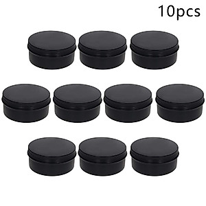 Auniwaig 10pcs 5 oz 150ml Round Aluminum Cans Tin Can Screw Top Metal Lid Containers DIY Tins Makeup Storage Box for Crafts Spices Candles Candies Tea Gift(Black)