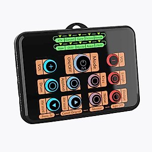Hosabely Voice Changer, Compact Sound Card for PS4/PC/Xbox/Switch/Phone/Pad,Sound Effects Machine Mixer Board for Skype YouTuber Karaoke Gaming Recording Live Streaming with Microphone/Green LED Light