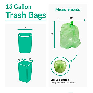 Reli. Biodegradable 13 Gallon Trash Bags | 100 Count, Green | ASTM D6954 | Eco-Friendly Garbage Bags 10 Gallon - 13 Gallon | Oxobiodegradable Under Certain Conditions (See Product Description)