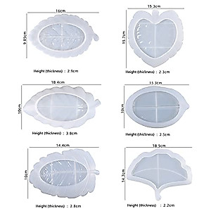 Aursrenty 6Pcs Leaf Tray Resin Mold, 6 Styles Simulation Leaves Tray Molds Resin Soap Dish Mold Epoxy Casting Molds Multifunctional Use for DIY Jewelry Container Candy Holder Soap Dish Christmas Gift