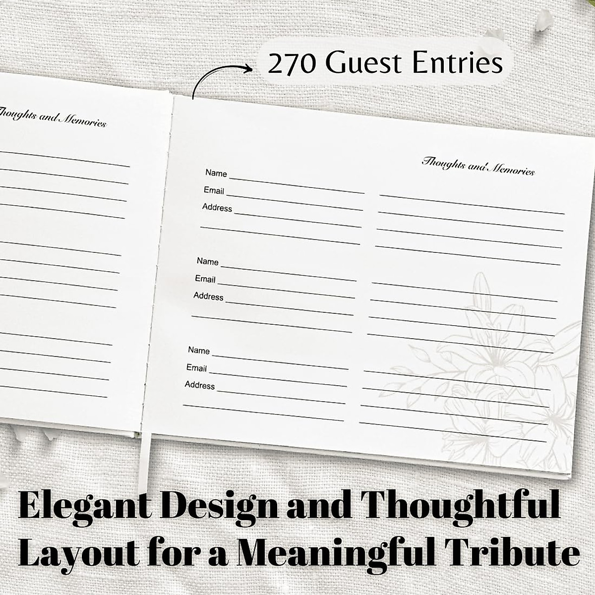 EBEGEE Funeral Guest Book, Timeless Keepsake Celebration of Life Guest Book, Durable and Smooth Writing Guest Book for Memorial Service, Thoughtful Design Funeral Guest Book for Memorial Service