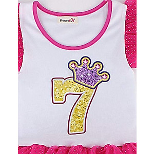 PrinceSasa Number 7#7 Child Tutu Party Girls Birthday Summer Dresses,6EDTA7,7-8 Years(Size 140)
