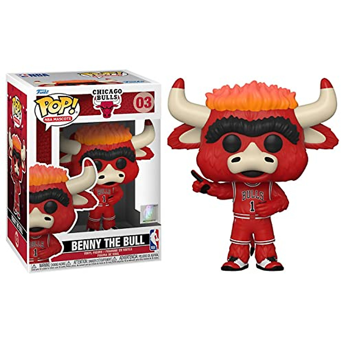 POP NBA Mascots: Chicago - Benny The Bull Funko Pop! Vinyl Figure (Bundled with Compatible Pop Box Protector Case), Multicolored, 3.75 inches