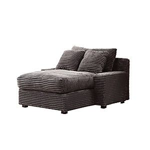 WILLIAMSPACE 48.8" Corduroy Lounge Sofa Chair Couch, Modern Upholstered Single Sleeper Sofa Bed with Pillows, Comfy Daybed for Living Room Bedroom (Gray)