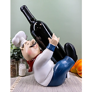 Ebros For The Love Of Wine Fat Chef Marco Hugging Wine Bottle Holder Figurine Kitchen Countertop Wine Cellar Hosting Table Decor Piece