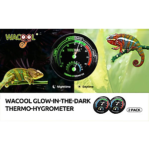 WACOOL Mini Analog Thermometer Hygrometer Pack of 2PCS, Dial Temperature Humidity Gauge Terrarium Thermometer Celsius and Fahrenheit, Night Luminous