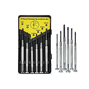 TUOYUANPU 6PCS Mini Screwdriver Set, Eyeglass Repair Kit Screwdriver，Precision Repair with 6 Different Sizes Flat head and Philips Screwdriver Sets,Ideal For Watch, Electronic Repairs
