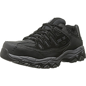 Skechers Men's Cankton Steel Toe Construction Shoe, Black/Charcoal, 11.5
