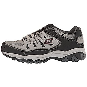 Skechers Men's Afterburn Memory-Foam Lace-up Sneaker Oxford, Gray/Black, 8.5 X-Wide