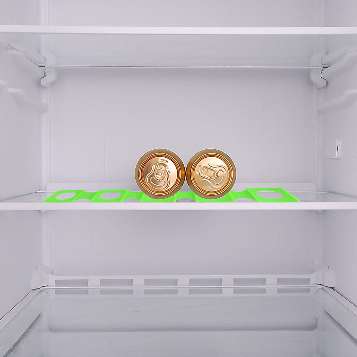 DOITOOL Foldable Water Bottle 2pcs Bottle Stacking Mat Foldable Silicone Bottle and Can Stacker Can Holder Rack Space Saver Organizer for Refrigerator Pantry Countertop Cabinet Green Soda Fridge