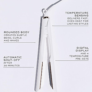 Kristin Ess 3-in-One Professional Titanium Hair Straightener, Curler and Beach Waver Combo for Women with Curly, Frizzy + Thick Hair - 1 1/4 Inch Dual Voltage Flat Iron + Travel Cap - 440 Degree Heat