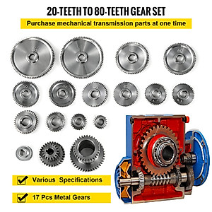 Mophorn 18pcs/Set CJ0618 Lathe Mini Lathe Gears Metal Cutting Machine Gears Lathe Gears Metal Exchange Gear (18pcs/Set)