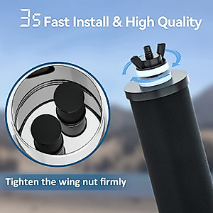 Purewell Gravity-Fed Water Filter System, Small Capacity 1.5 Gallon Stainless Steel Countertop Filtration System with 2 Black Purification Elements for Home and Outdoor Use