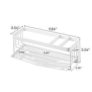 Yamazaki Home Tower Self-Draining Sponge And Soap Bottle Rack, Kitchen Sink Organizer Metal Holder With Removable Tray - Steel