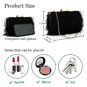 Clutch Purse for Women Cute Handbags Top Handle Evening Bag Crossbody Bag Shoulder Bag for Wedding Party Prom Banquet (Black) One Size
