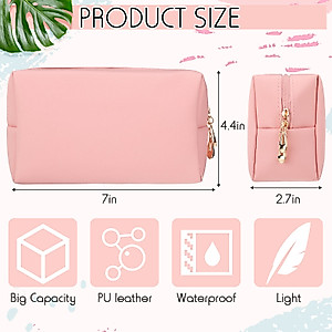 Jexine 6 Pcs Small Preppy Makeup Bag Leather Zipper Cosmetic Bag Water Resistant Versatile Makeup Pouch Travel Cosmetic Organizer Portable Toiletry Bag Daily Storage Beauty Bag for Women Gift