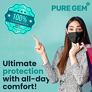 Black Disposable Face Mask, 3-Ply Adult Masks, Facial Cover with Elastic Earloops For Home, Office, School, and Outdoors