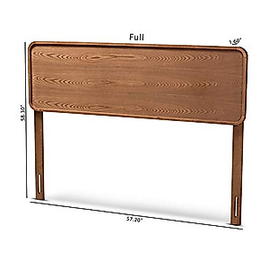 BOWERY HILL Mid-Century Wood King Headboard in Walnut Brown