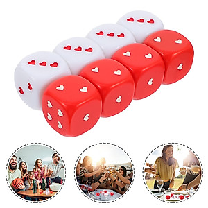 NUOBESTY Funny Math Games 8pcs Heart Dice White Red Dice Six Sided Gaming Dice 25MM Novelty Funny Party Favor for Carnival Graduation Club Playing Table Game Props Table Game Dice