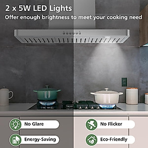 ONEEON 30" Range Hood - 900 CFM Stainless Steel Wall Mount Kitchen Exhaust with 4 Speed Fan, LED Lights, Push Button, Ultra-thin Body, Chimney Style Stove Vent Hood & Ducted Exhaust Vent