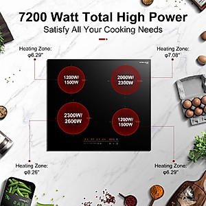 GASLAND Induction Cooktop 4 Burners, Drop-in 24 Inch Induction Stovetop IH60BF 240V Electric Hob, 9 Power Levels, Slide Touch Control, Child Safety Lock, 1-99 Minutes Timer