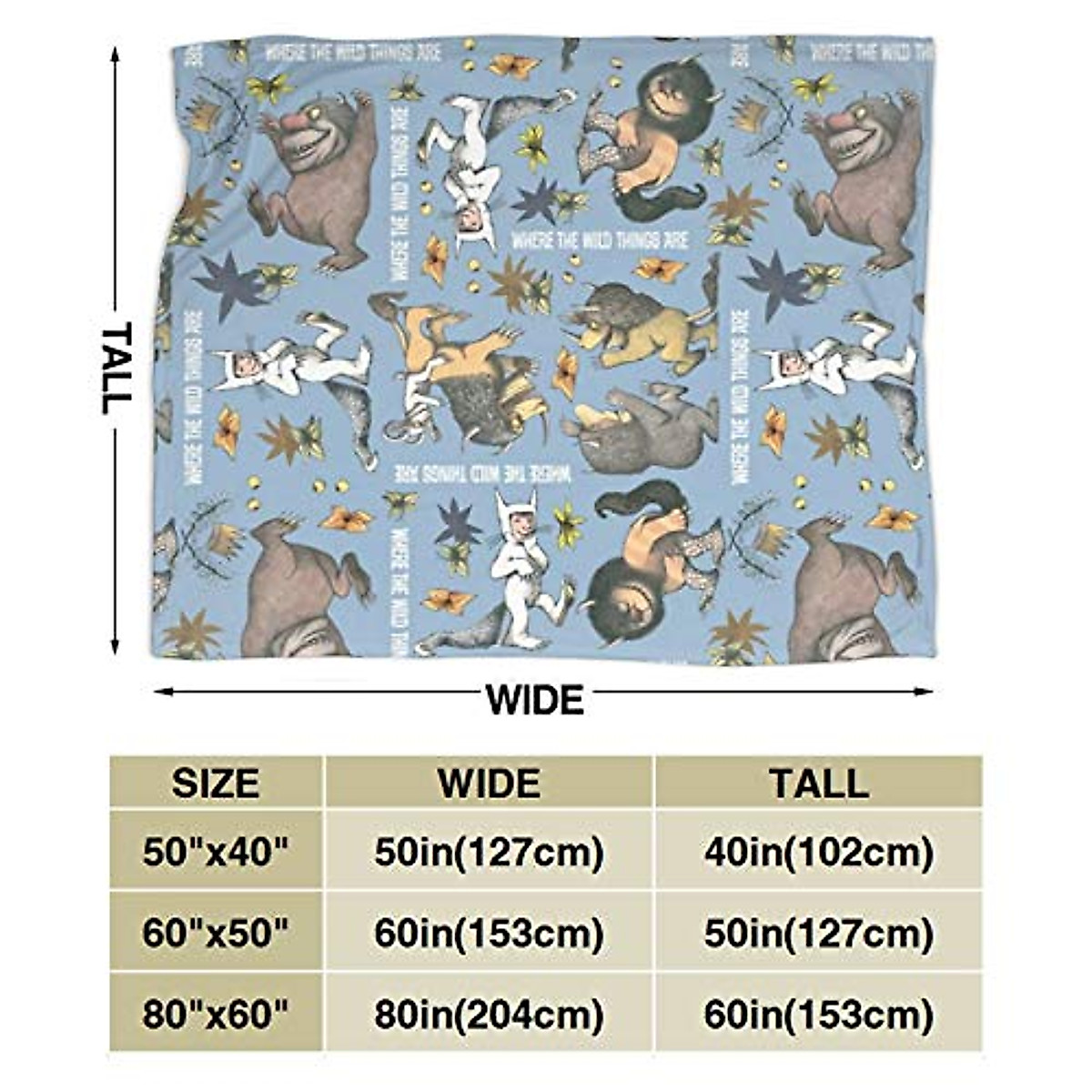Qualet Where The Wild Things are Ultra Soft Micro Fleece Warm Throw Lightweight Bed Blanket Sofa Cozy, Blanket Couch Travel Chair for Home 50" X40