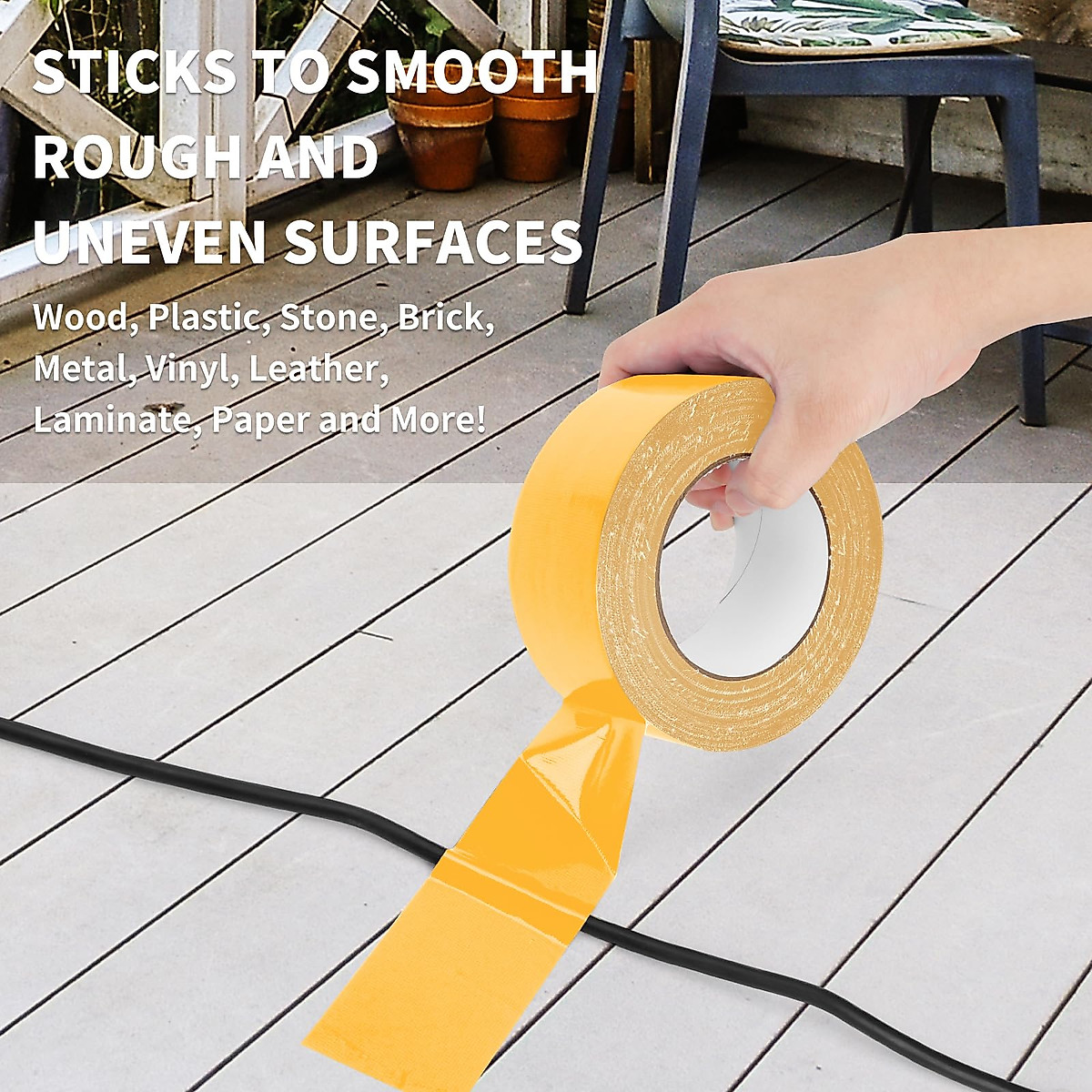 Yellow Duct Tape Heavy Duty Waterproof, 40 Yards X 2 Inch, 9 Mils Thickness Strong Adhesive Sticky, No Residue, Easy Tear by Hand for Home Repairs Indoor Outdoor Crafts Packing HVAC and Construction