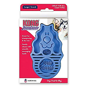 KONG - Zoom Groom Dog Brush, Groom and Massage While Removing Loose Hair and Dead Skin - Blue