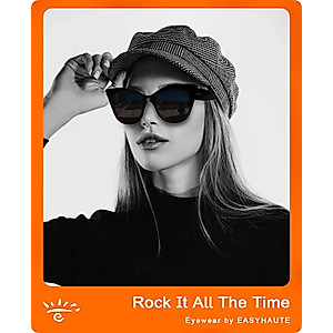 EASYHAUTE Cat Eye Sunglasses for Women, Premium Retro Sun Glasses Fashion Style with UV400 Protection, Trendy Frame (Black/Tortoise)