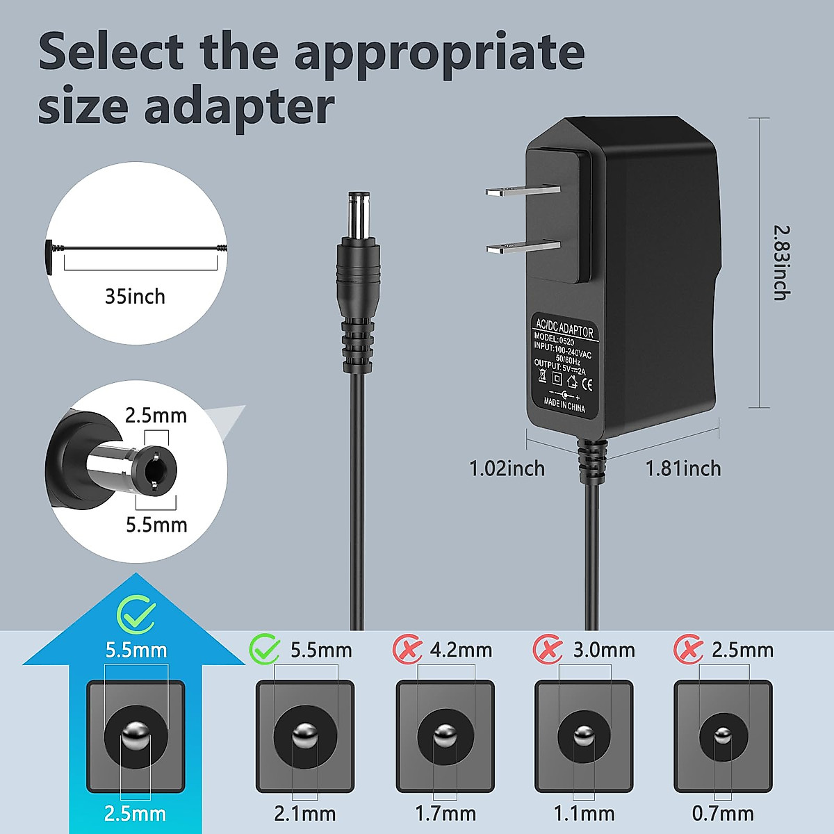 Waysse 5V 2A Power Adapter, 5V 2A Power Supply Adapter, 5V 2A AC Adapter 100V-240V AC Power Adapter Wall Charger for TV Box, Camera, Speaker,Router & More DC 5V Devices