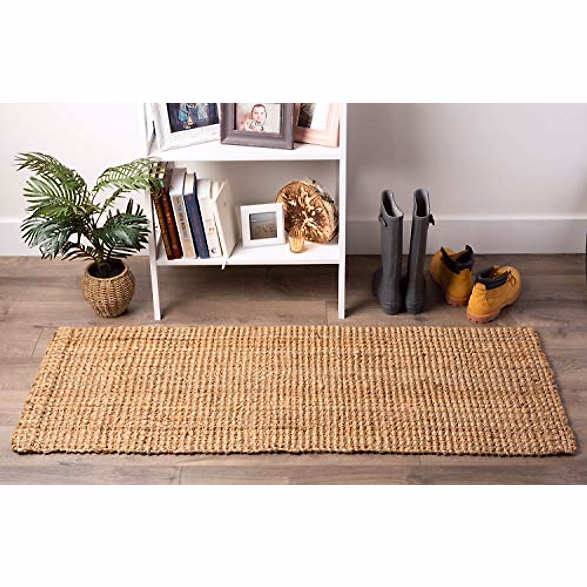 J & M Home Fashions Eco-Friendly Sturdy Rolled Natural Indoor/Outdoor Jute Rug, 22x60", 1-Piece, Natural