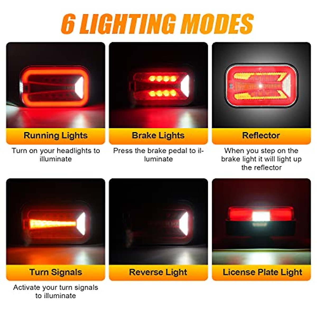 CAFOPAR Wireless Magnetic Trailer Lights Kit, LED Trailer Rear Light with 2 Charging Ways, Universal Running Stop Turn Signal License Plate Light for Tow Trucks, Caravans, Campers, RV, Boat