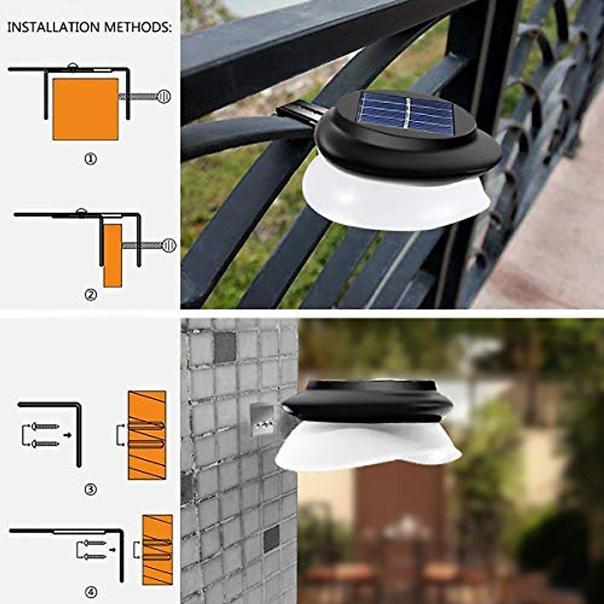 SMY Lighting Solar Gutter Lights Outdoor, Solar Patio Decor Lights with Adjustable Bracket Waterproof Solar Fence Lights for Eaves Patio Deck Garden Wall Yard Attic Walkway (6pack, Pure White)