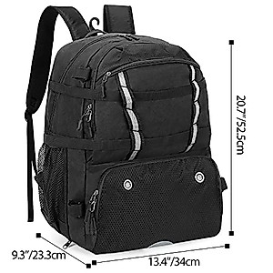 DSLEAF Lacrosse Bag with Stick Holder, Lacrosse Backpack with External Buckle Straps to Fix Helmet, Separate Shoe Space and Other Pockets to Hold Shoes US Mens 13 and Other Lacrosse Equipment (Patent Design)