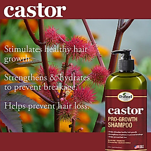 Difeel Pro-Growth Hair Care Set with Castor Oil - 3-PC Style: Shampoo & Conditioner 12oz EACH, & Hair Oil 8oz