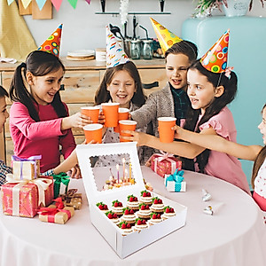 Luck.WH 12PCS Cupcake Boxes 12 Count Cupcake Container with Window White Cupcake Holder Holding 144 Cupcakes for Birthday Holiday Party Bakery Supplies(12.8"x 9.84"x 3.54")